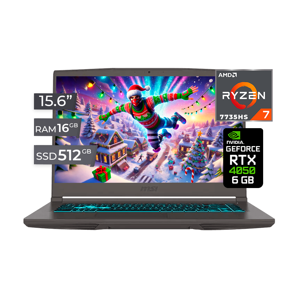 LAPTOP MSI THIN A15 B7VE-632XPE AMD RYZEN 7 7735H 16GB DDR5 512GB SSD ...